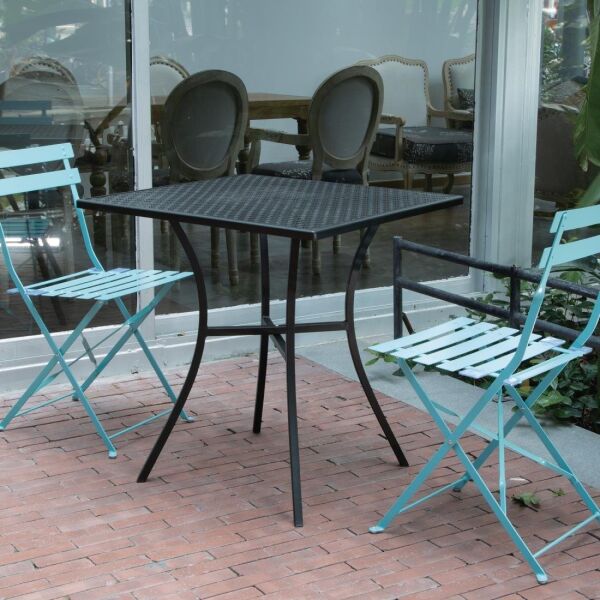 Table bistro carrée en acier ajouré Bolero noire 700mm - Achat/Vente ...